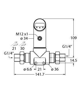 Turck PS040D-501T-LI2UPN8X-H1141 presostat (prekidač pritiska) 0 bar do 40 bar