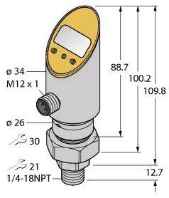 Turck PS040V-503-2UPN8X- H1141/3GD presostat (prekidač pritiska) -1 bar do 40 bar