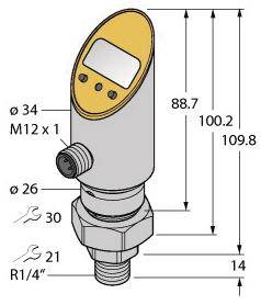 Turck PS016A-510-LI2UPN8X-H1141 presostat (prekidač pritiska) 0 bar do 16 bar