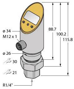 Turck PS003A-511-2UPN8X-H1141 presostat (prekidač pritiska) 0 bar do 2.5 bar