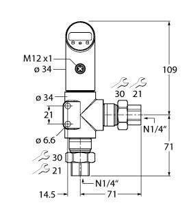 Turck PS001D-502L-LI2UPN8X-H1141 presostat (prekidač pritiska) 0 bar do 1 bar