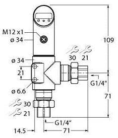 Turck PS001D-501L-LI2UPN8X-H1141 presostat (prekidač pritiska) 0 bar do 1 bar