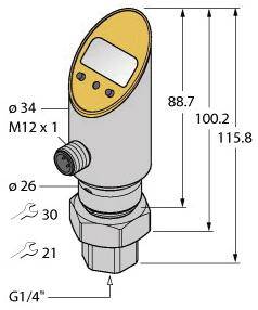 Turck PS025A-501-LI2UPN8X- H1141/3GD presostat (prekidač pritiska) 0 bar do 25 bar