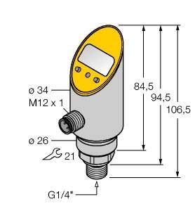 Turck PS01VR-304-LI2UPN8X-H1141 presostat (prekidač pritiska) -1 bar do 0 bar