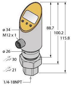 Turck PS010A-502-LI2UPN8X-H1141 presostat (prekidač pritiska) 0 bar do 10 bar