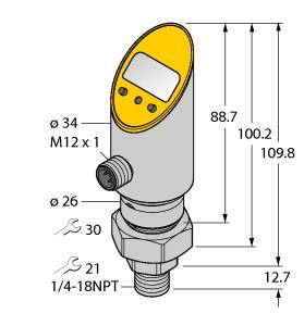 Turck PS003A-503-LI2UPN8X-H1141 presostat (prekidač pritiska) 0 bar do 2.5 bar