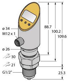 Turck PS001A-508-LI2UPN8X-H1141 presostat (prekidač pritiska) 0 bar do 1 bar