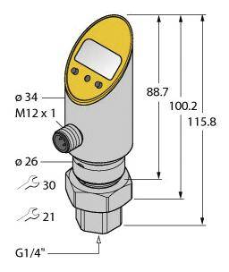 Turck PS040V-501-2UPN8X-H1141 presostat (prekidač pritiska) -1 bar do 40 bar
