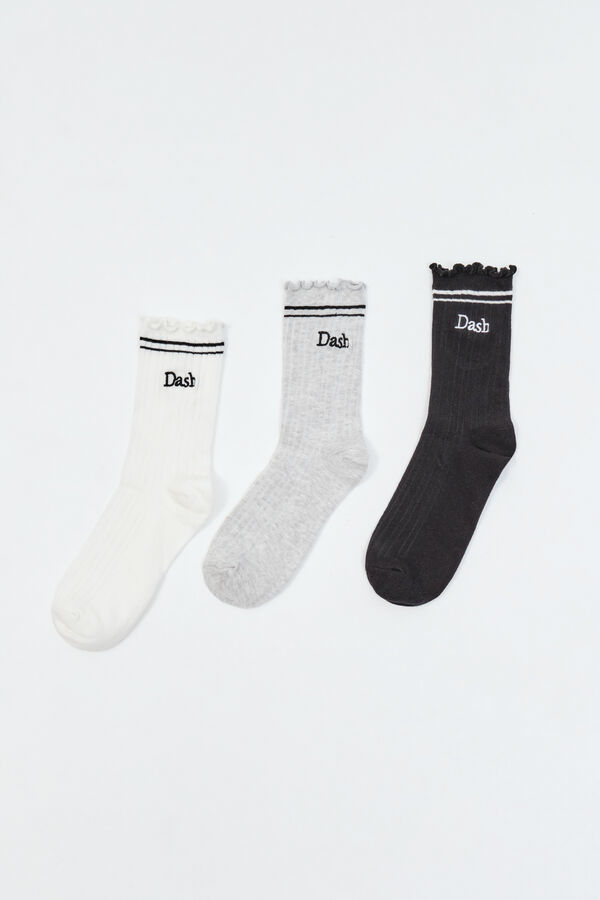 3er-Pack lange Baumwollsocken mit Logo