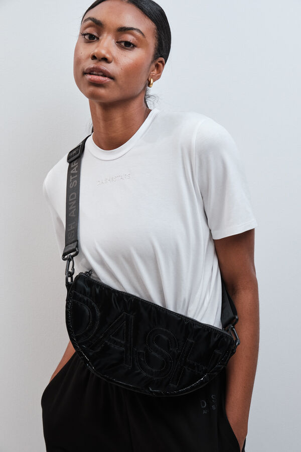 Schwarze metallic-nylon-umhängetasche