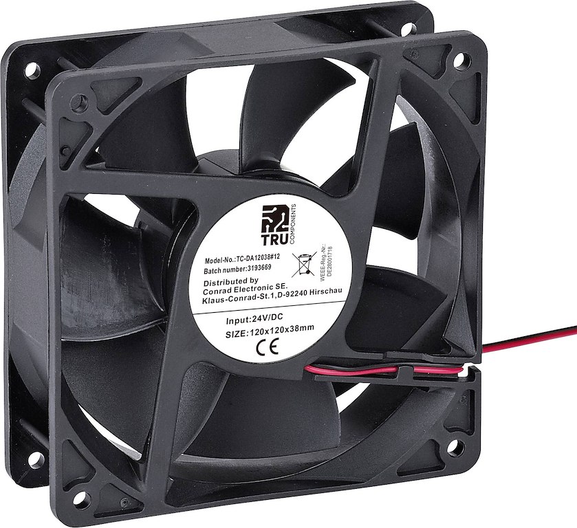 TRU COMPONENTS TC-DA12038-12 aksijalni ventilator 24 V/DC 220,8 m³/h 120 x 120 x 38 mm