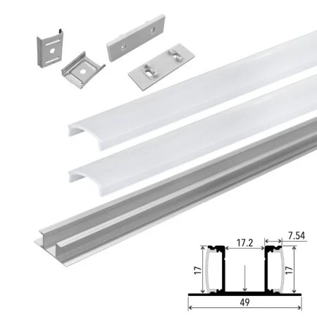 Set aluminijumski zidni profil za dve LED trake 1m 17x49 mm ( LPR-1749/1-SET )
