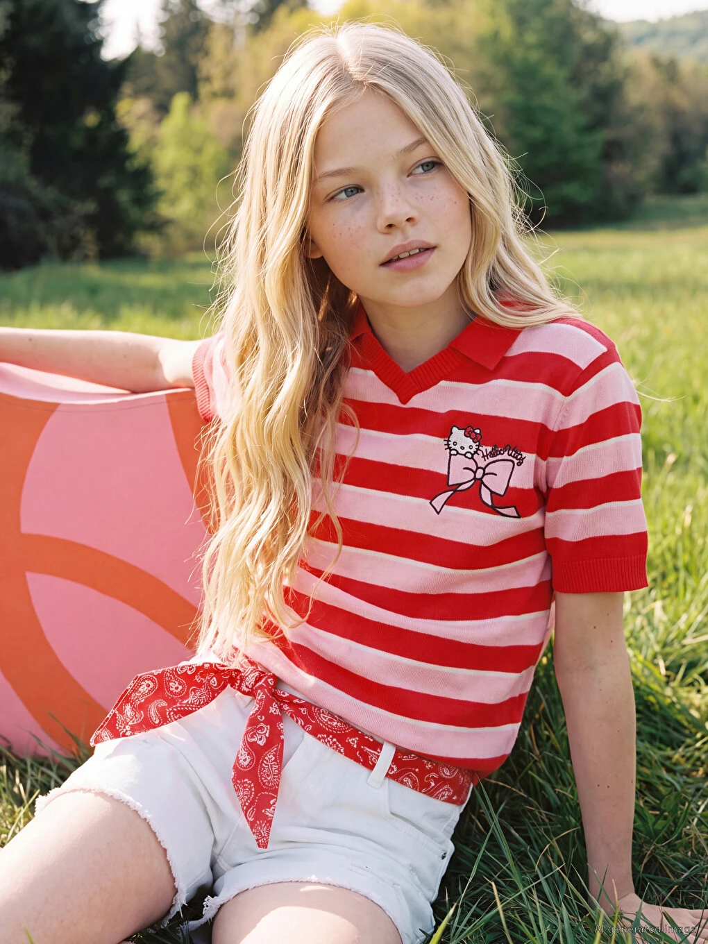 LCW Kids Hello Kitty Vezani Džemper Od Trikotaže Sa Polo Kragnom Za Devojčice