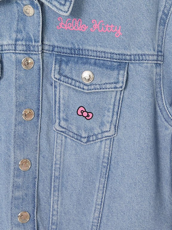 LCW Kids Hello Kitty Vezena Teksas Jakna Za Devojčice