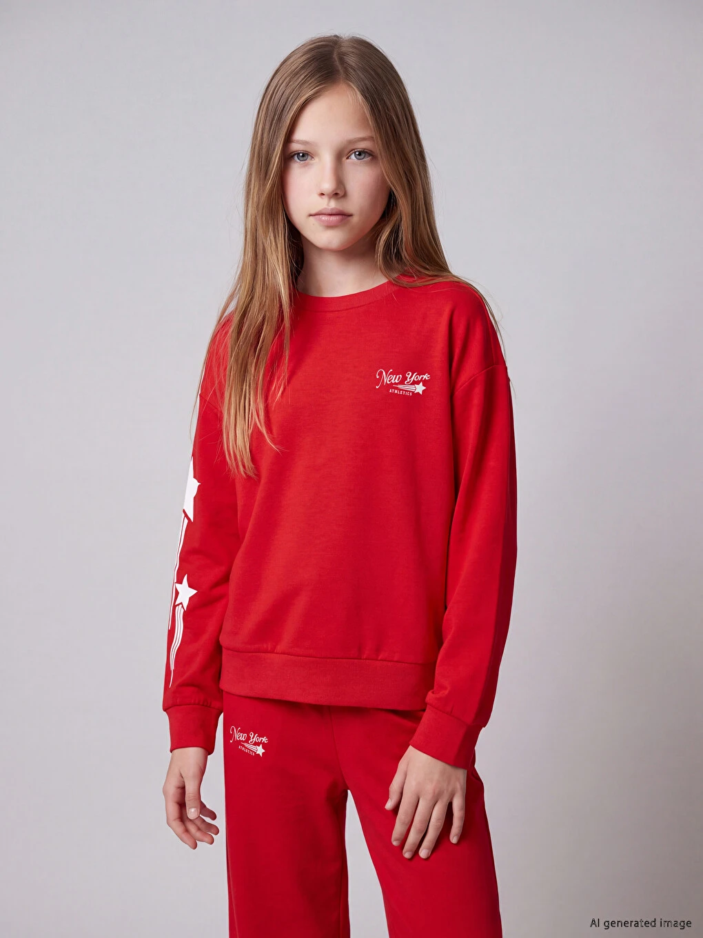 LCW Kids Štampani Komplet Trenerke Za Devojčice Sa Mekim Dodirom