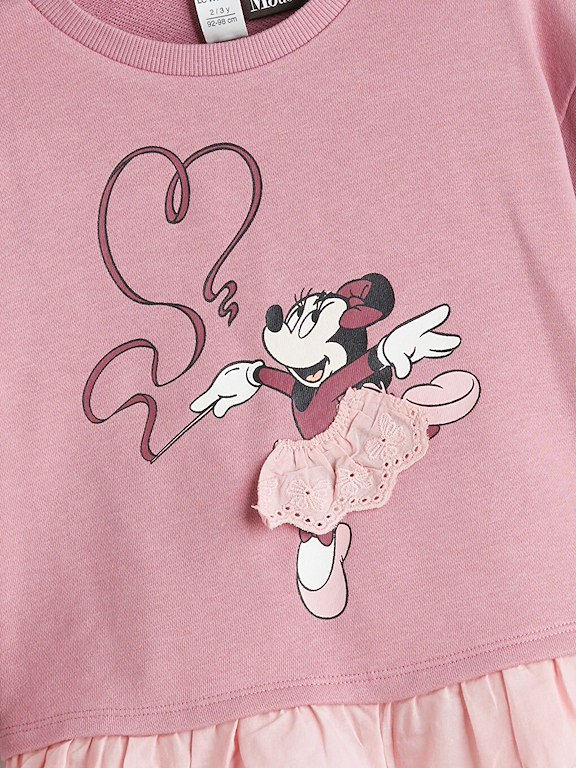 LCW Kids Dukserica Za Devojčice Sa Okruglim Izrezom, Debela, Minnie Mouse Štampana