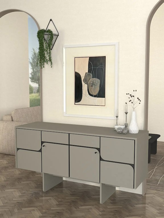 Modul Komoda Lava, 150x76x45cm, Sivo-Antracit