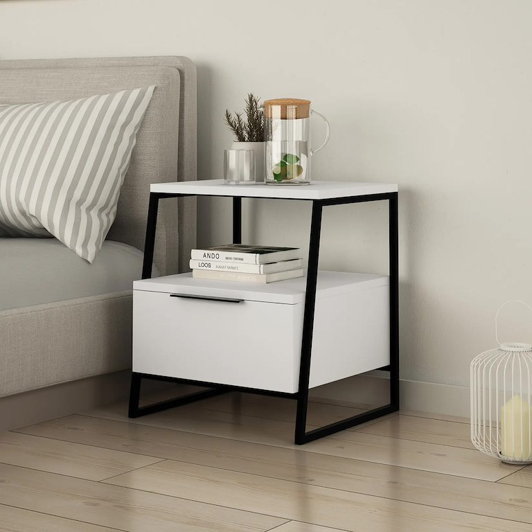 Hanah Home Noćni ormarić Pal 45x50x40cm Beli