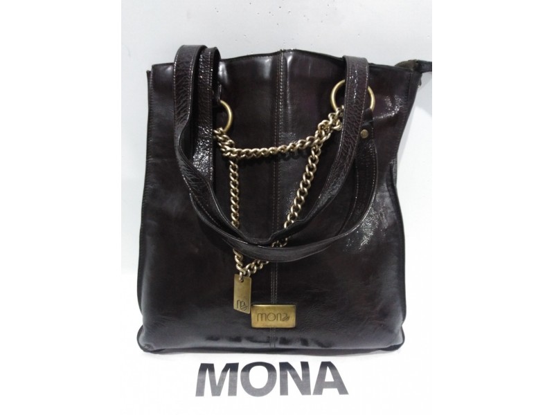 MONA kožna velika braon torba,prirodna100%koža