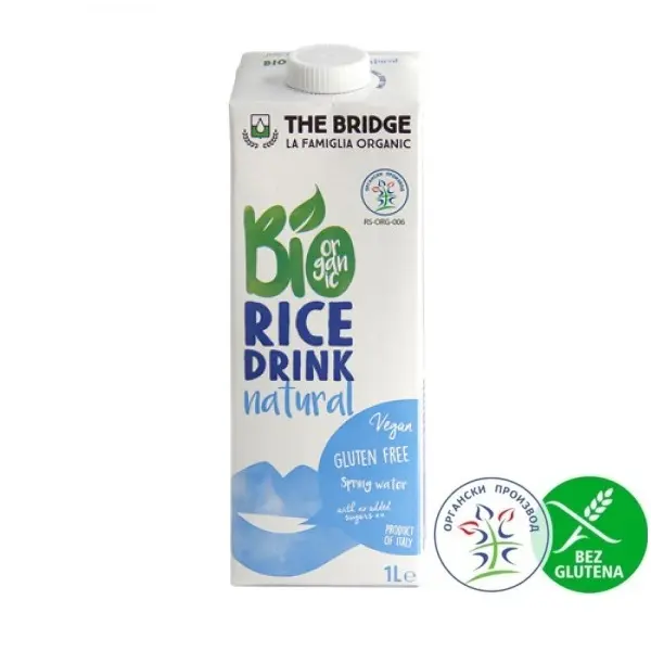 Organski pirinčani napitak natural bez glutena The Bridge 1l
