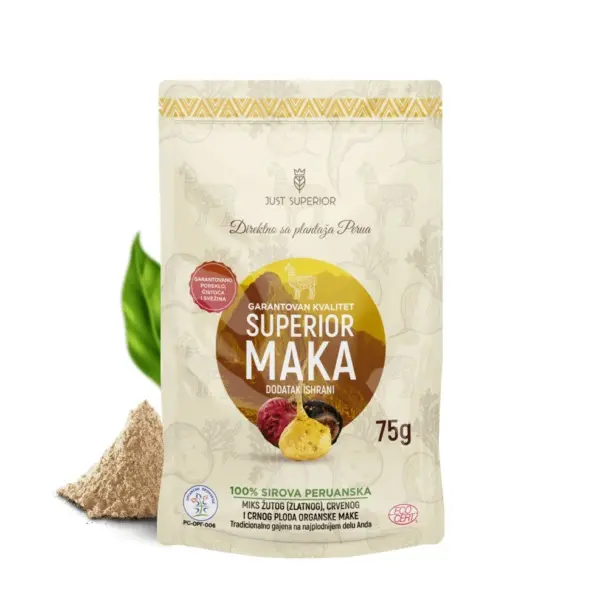 Zlatna maka u prahu – Organska sirova maka miks tri boje 75g Just Superior