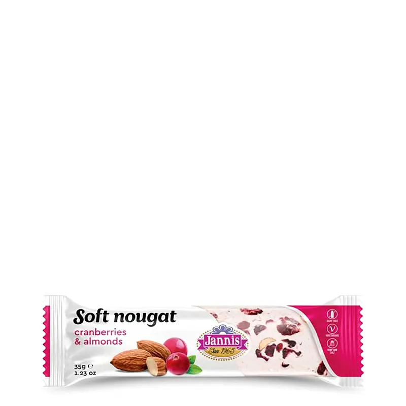 Nugat bar sa bademima i brusnicom Jannis 35g