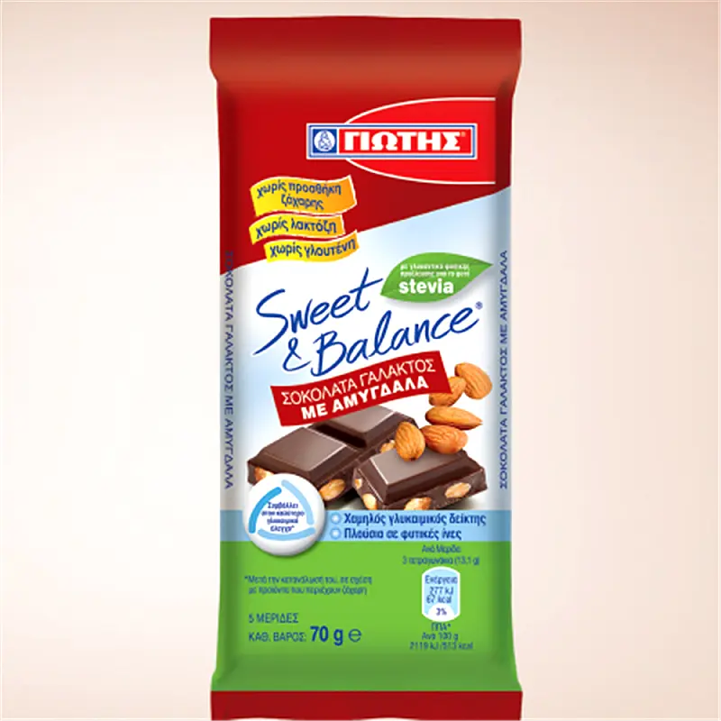 Jotis mlečna čokolada sa bademima i steviom 70g