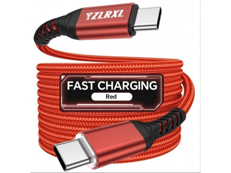 Brzi kabel punjača Type C na Type C pleteni crveni NOVO