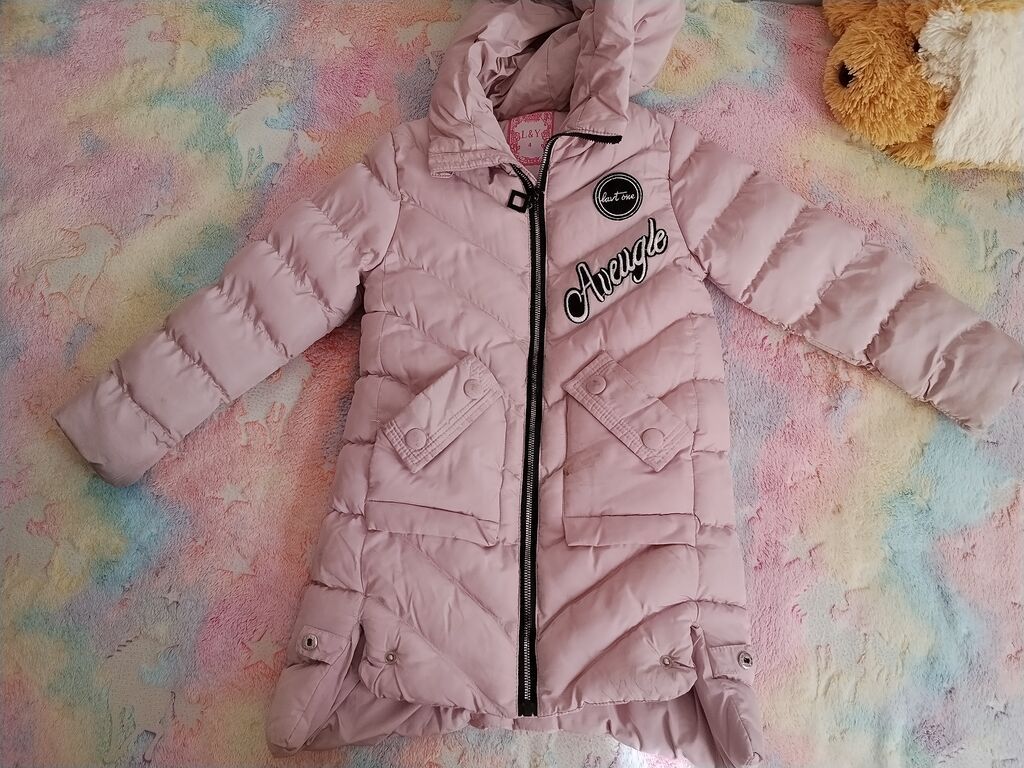 Dečja zimska jakna sa kapuljačom – puder roze - Topla, prošivena