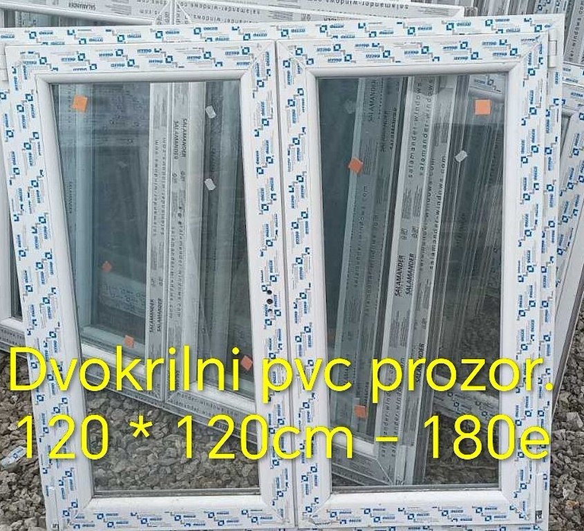 Dvokrilni PVC prozor – 120 x 120 cm - Materijal: PVC ram sa zaštitnom