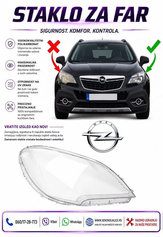STAKLO FARA OPEL MOKKA 12-16 STAKLO ZA FAR