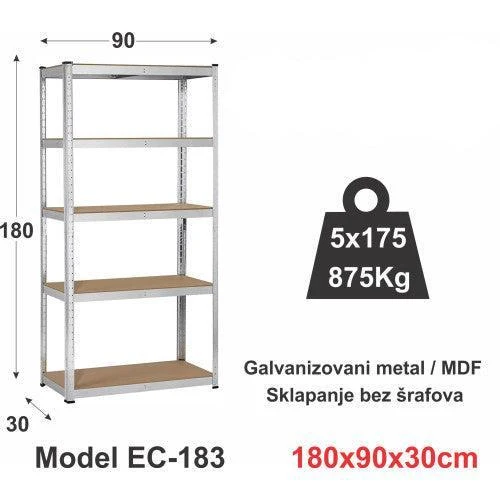 HERRSCHAFT EC-183 180x90x30 cm metalna montažna polica