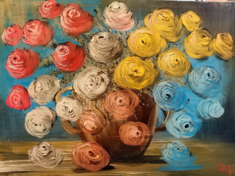 Ruze u vazi 60x40cm ulje na platnu