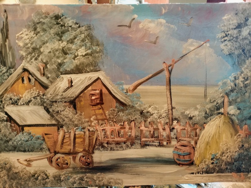 Zimske čarolije 60x4ocm ulje na platnu