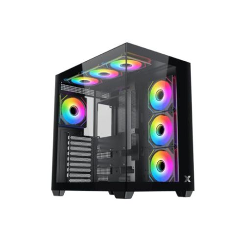 Xigmatek Aqua V Air kućište Mid Tower, 7 ARGB ventilatora, dva kaljena stakla, crno