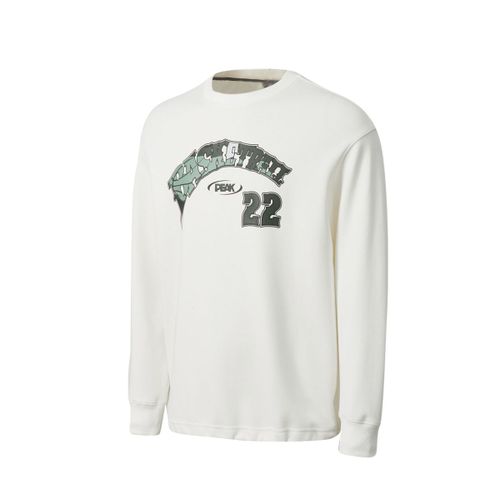 PEAK muški duks bez kapuljače beli, Basketball print