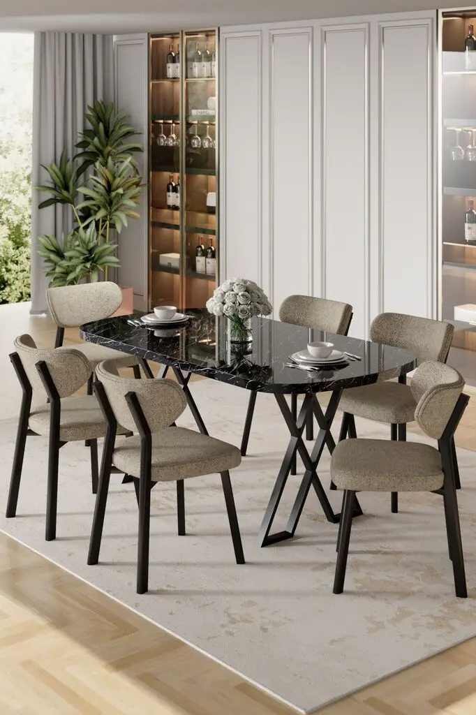 Hanah Home Trpezarijski set, 7 komada, Bež
