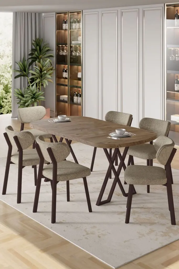 Hanah Home Trpezarijski set, 7 komada, Bež