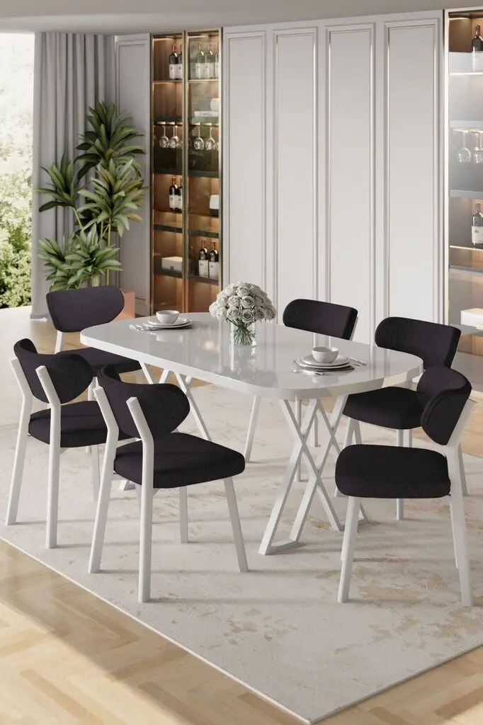 Hanah Home Trpezarijski set, 7 komada, Antracit