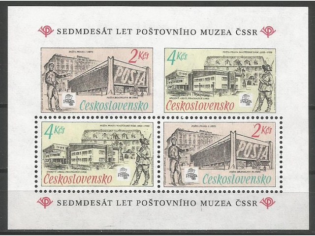 Čehoslovačka,70 god poštanskog muzeja 1988.,blok,čisto