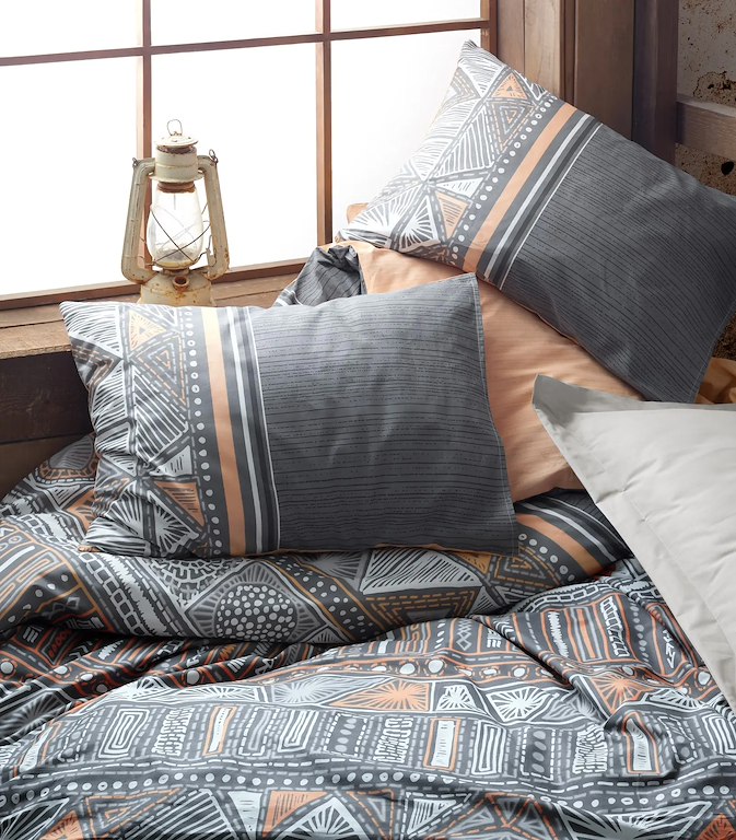 DEKOR DOM Komplet posteljina CB Ranforce Double Ethnic Adiel, Siva