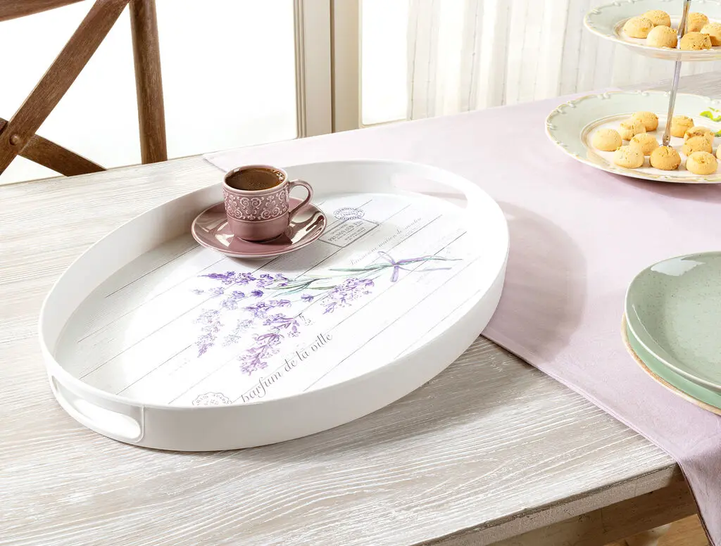 Madame Coco Poslužavnik Lavander Oval, 43x30cm, Beli