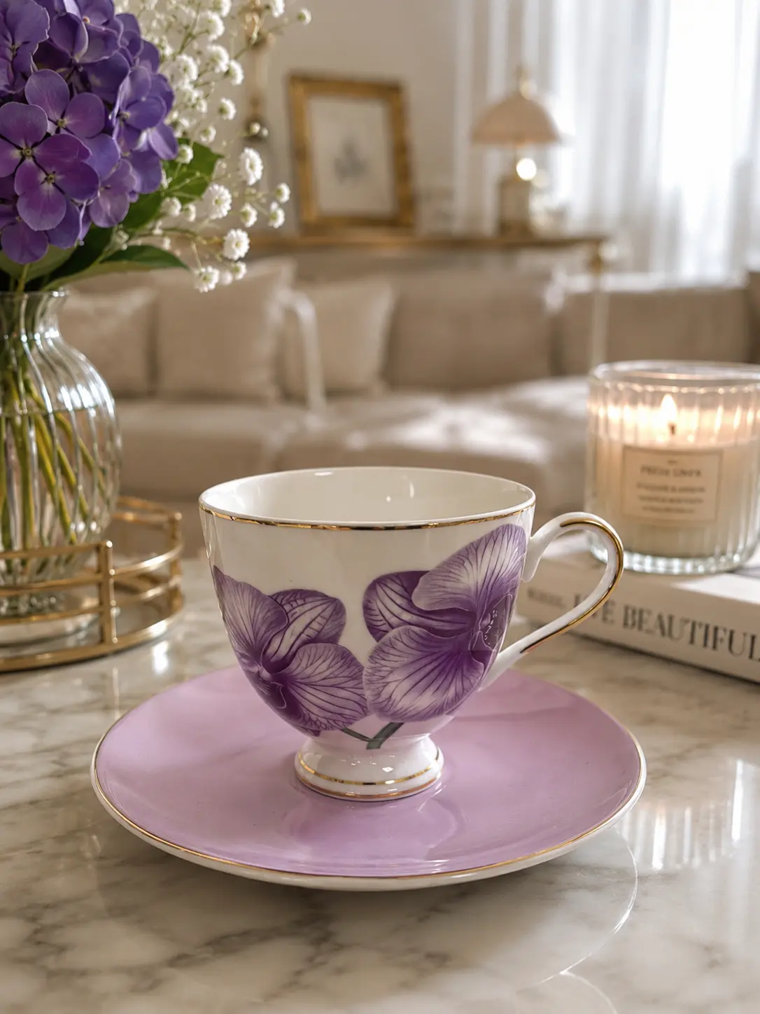 Set šolja Elegant Orchid, 6 komada
