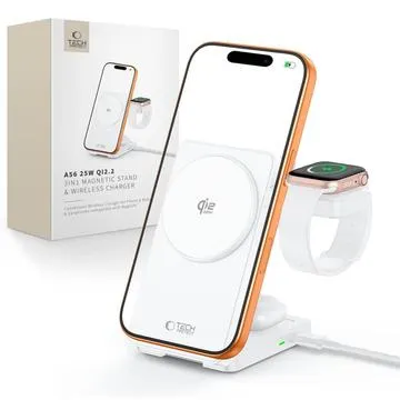 TECH-PROTECT A56 3-IN-1 MAGNETIC/MAGSAFE WIRELESS CHARGER 25W, QI2.2 - WHITE