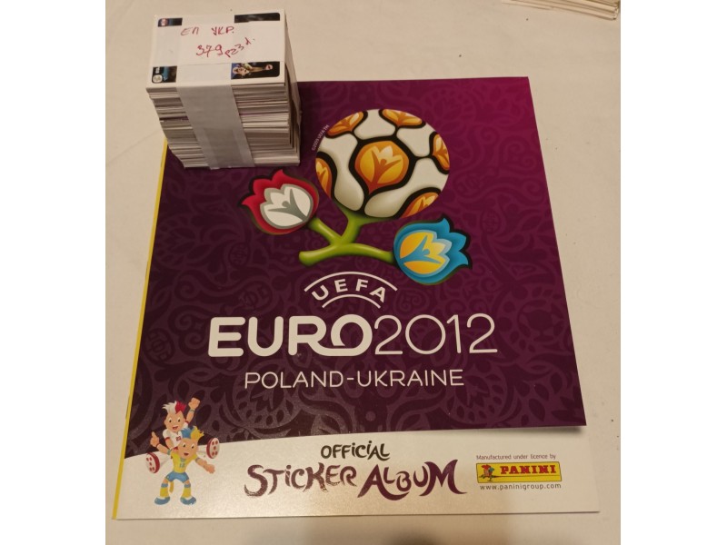 EURO 2012 Panini album + 379 sličica + pokloni