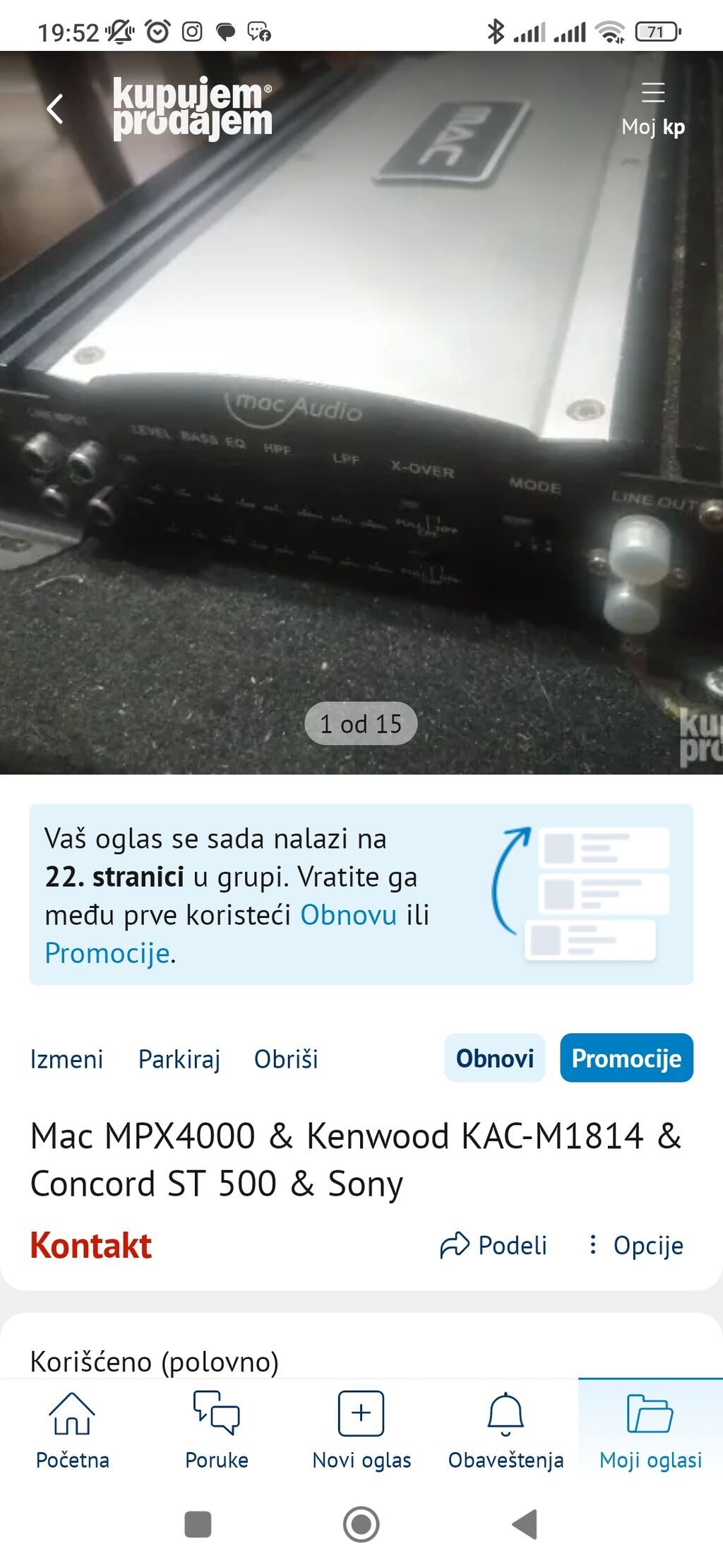 Set auto audio opreme – pojačala i kondenzatori: 1) Mac Audio MPX
