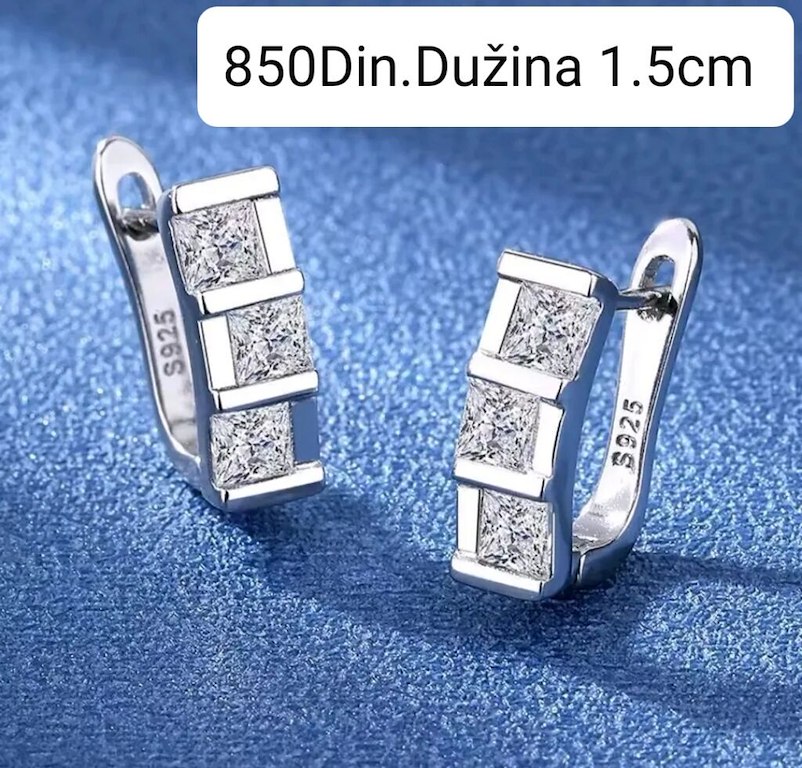 Posrebrene minđuše od hirurskog čelika sa žigom S925, sa tri