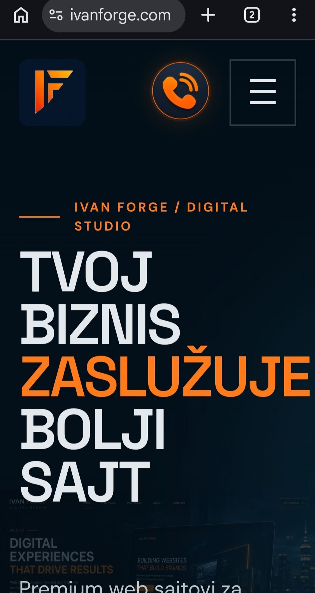 IVAN FORGE – Premium web dizajn i izrada sajtova Digitalno studio