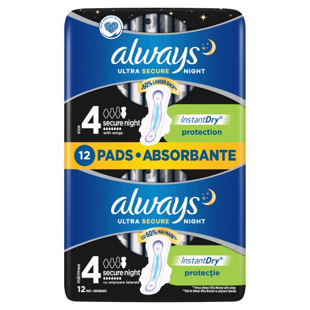 ALWAYS Higijenski ulošci Ultra Secure Night, 4, 12 kom