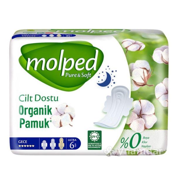 MOLPED Pure & Soft Night – higijenski ulošci od organskog pamuka (6 komada)